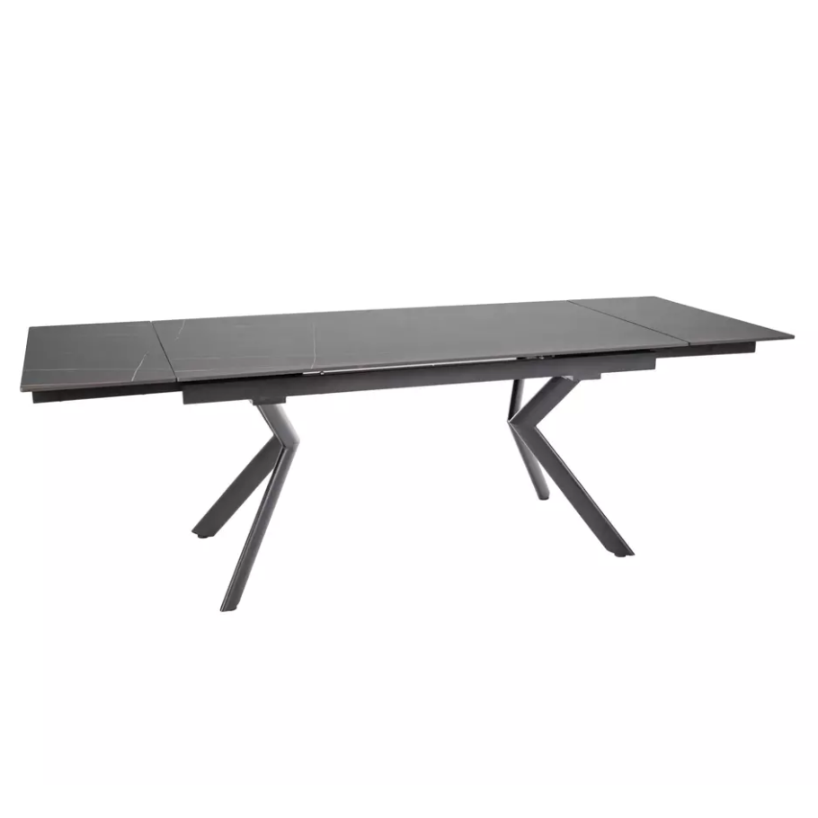 Table extensible de salle à manger 160 + 80cm céramique noir mat 4 ...