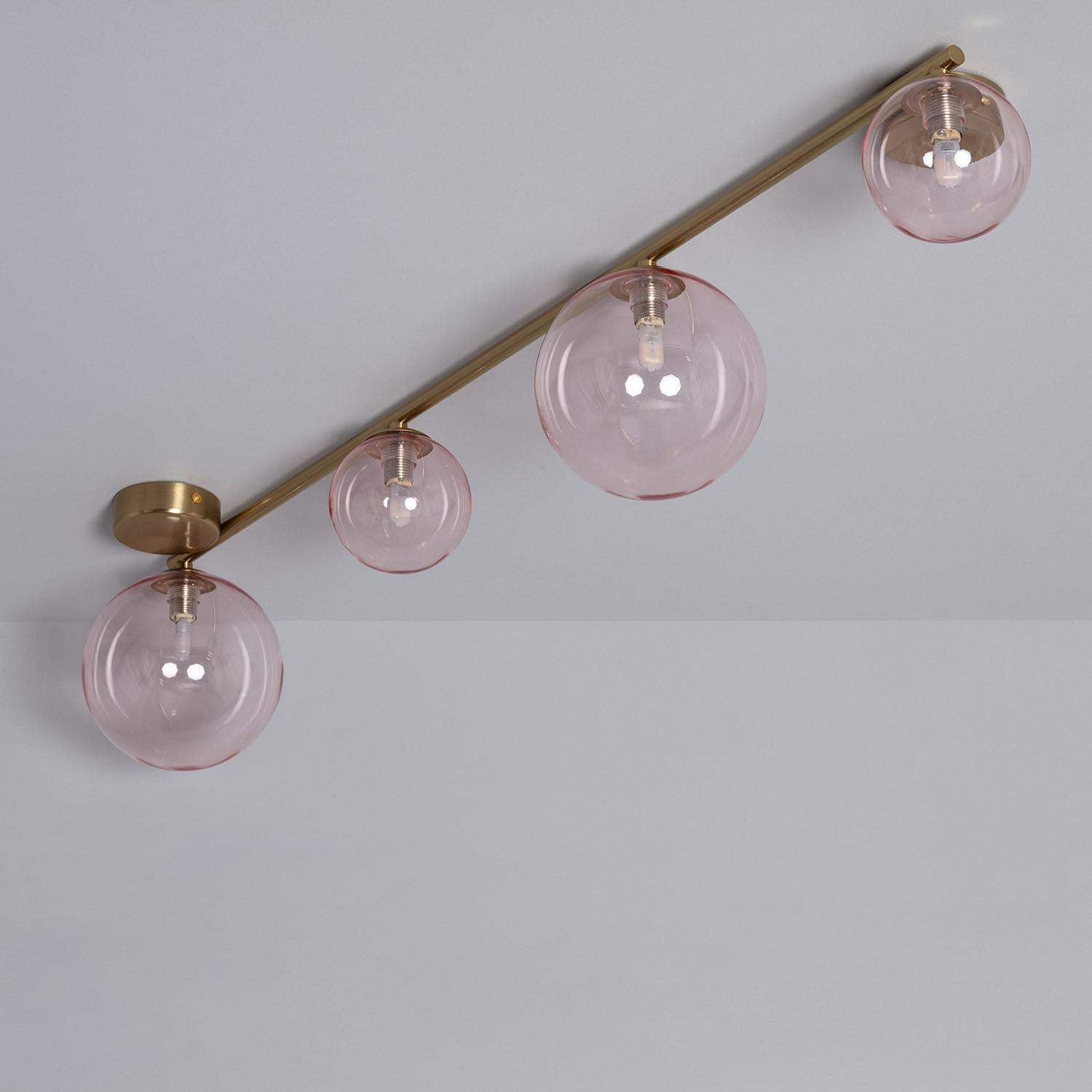 Ledkia Lampadario in Metallo e Vetro Moonlight Brass 4 punti luce ...