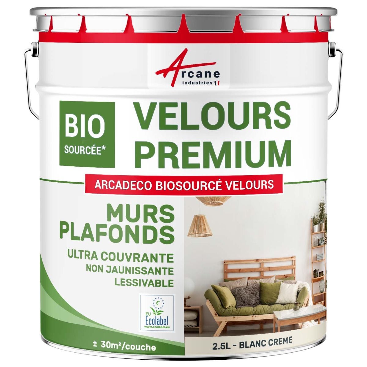 Peinture finition velours d'origine naturelle pour mur et plafond Blanc ...