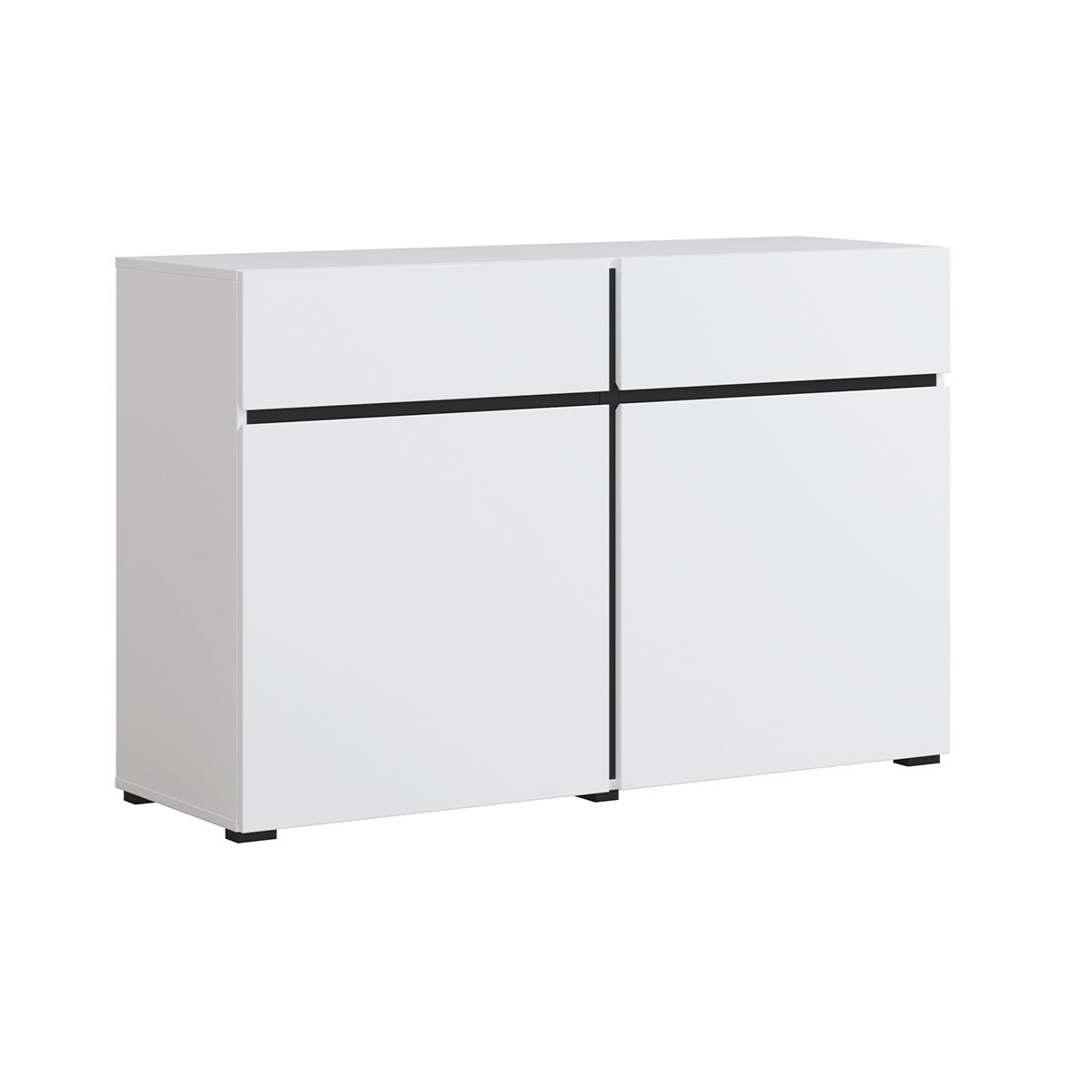 Cómoda Austin BC104, Negro, Blanco, Con cajones y puertas, Número de ...