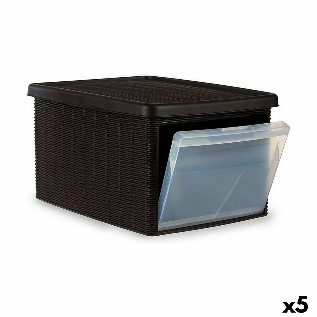 Boîte de rangement avec couvercle Stefanplast Elegance latérale Marron ...