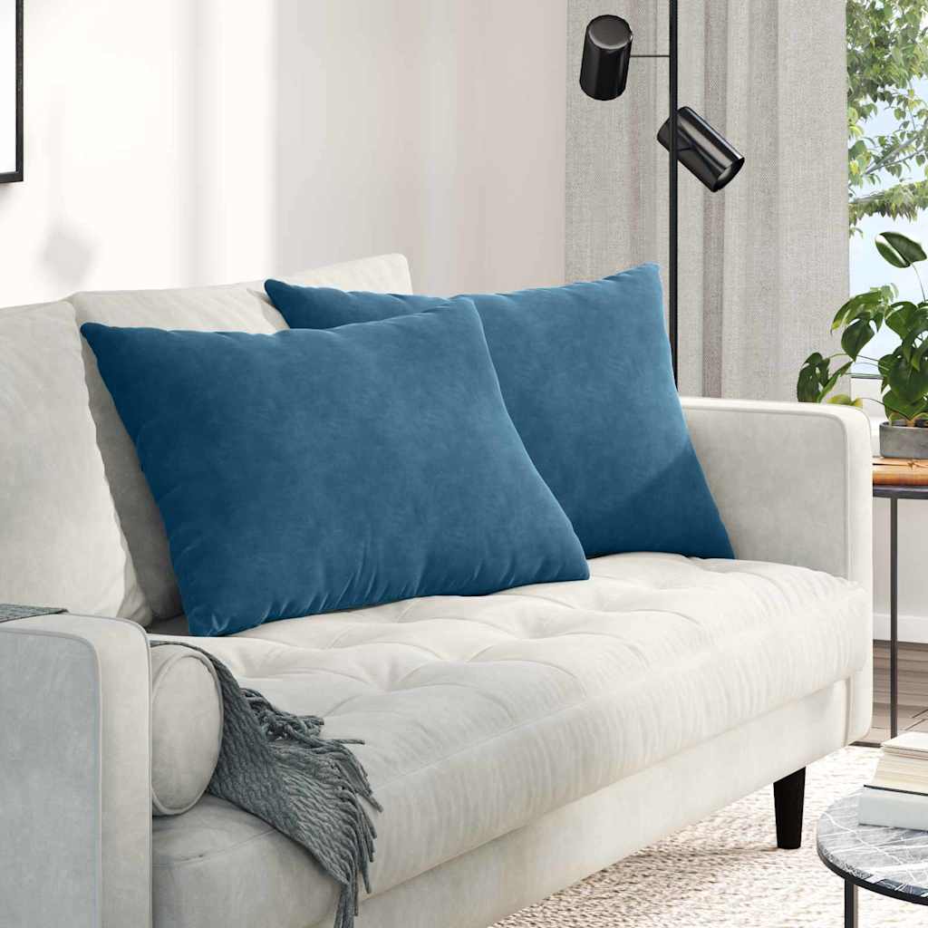 Cojines de sofá 2 pcs Azul 70 x 50 cm Tela de pana | Leroy Merlin