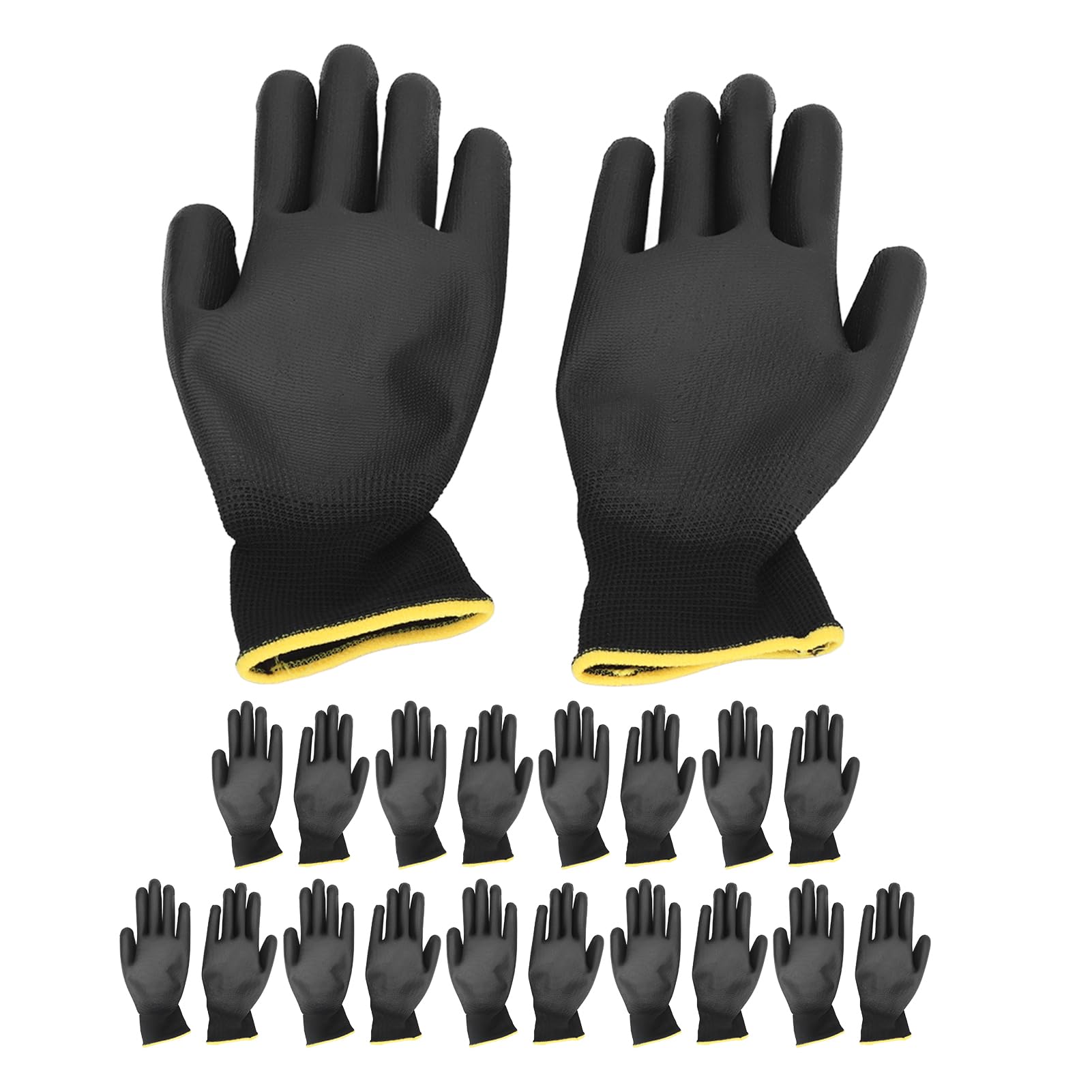 Lot de 10 paires de gants de travail avec revêtement en PU ...
