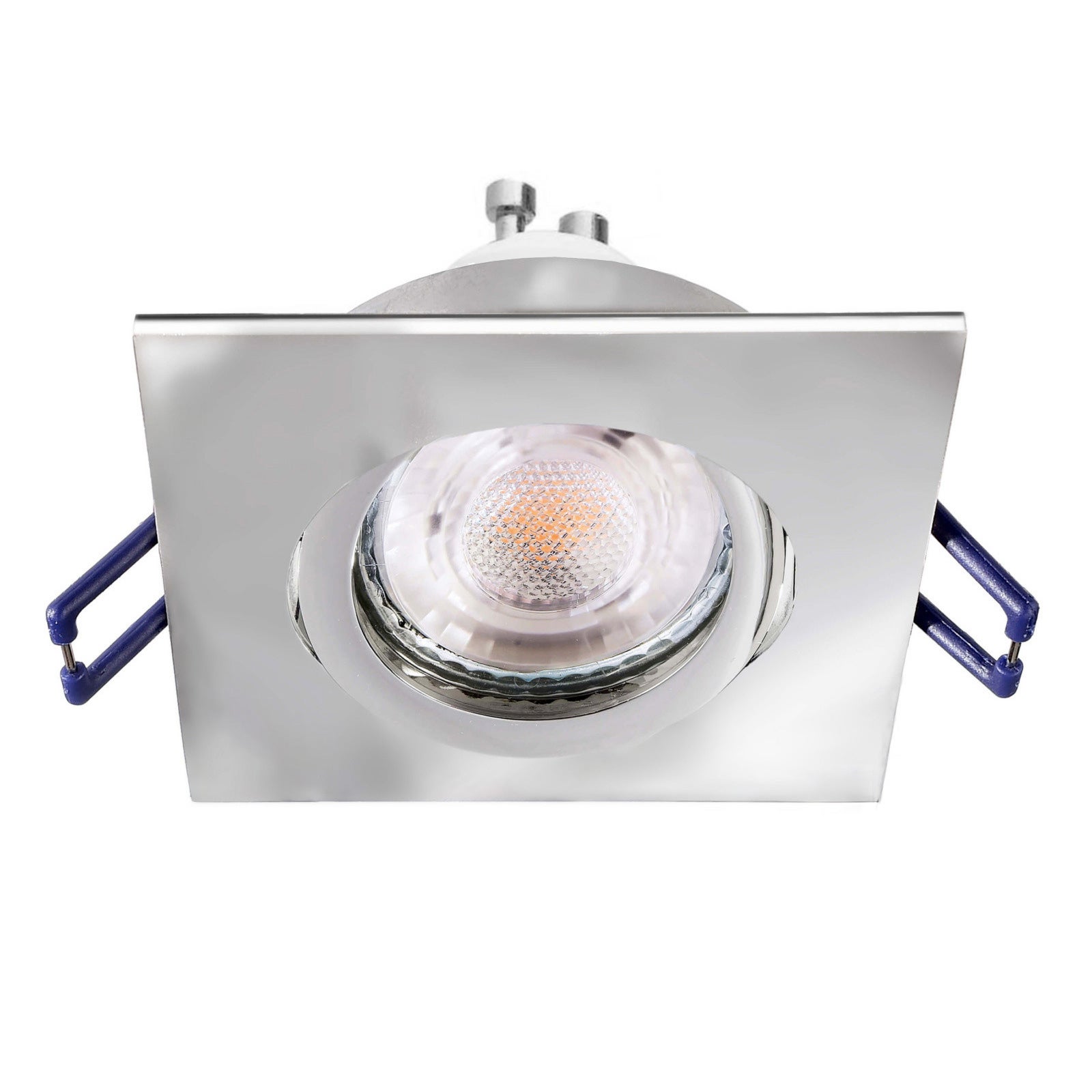 Spot encastrable LED 8W GU10 chrome poli carré trou 70mm plafonnier ...