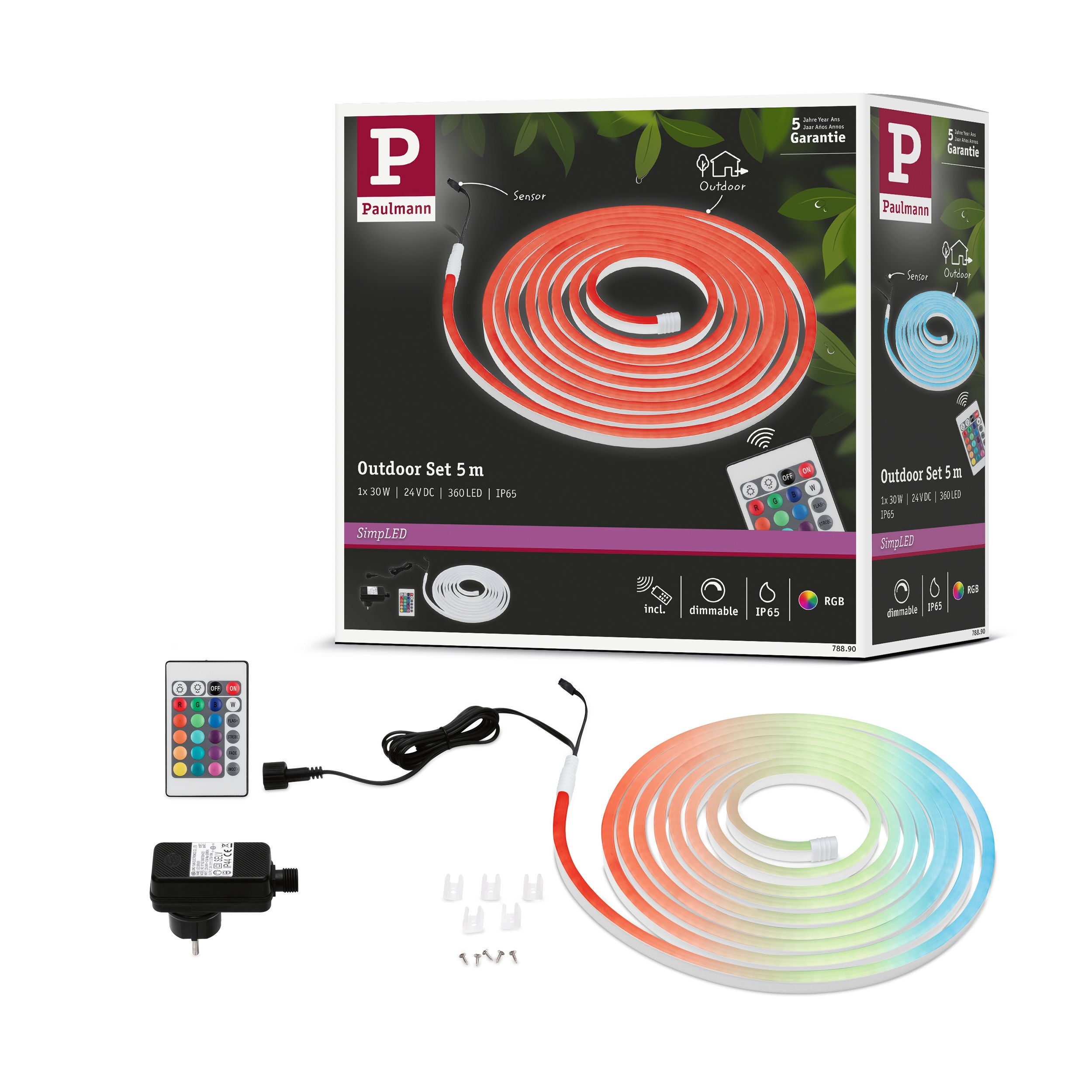 SimpLED Strip LED Outdoor Kit complet 5m revêtue IP65 30W 72lm/m 72 ...