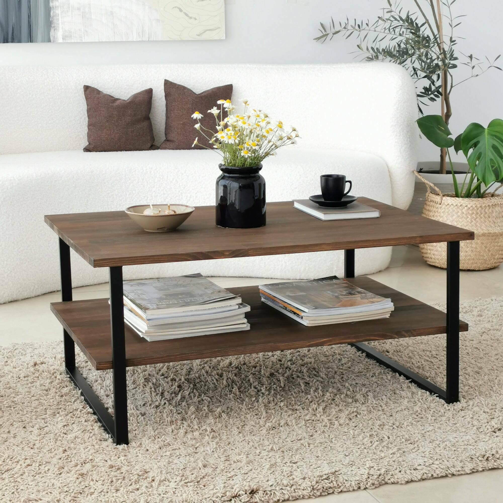 Mesa de café Aprica, Mesa de centro baja, Revistero para sofá, Estante ...