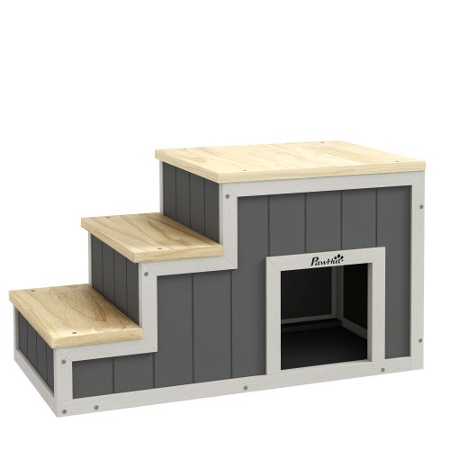 Escalera para perro y gato 2-en-1, rampa con 3 peldaños y nicho, Beige ...