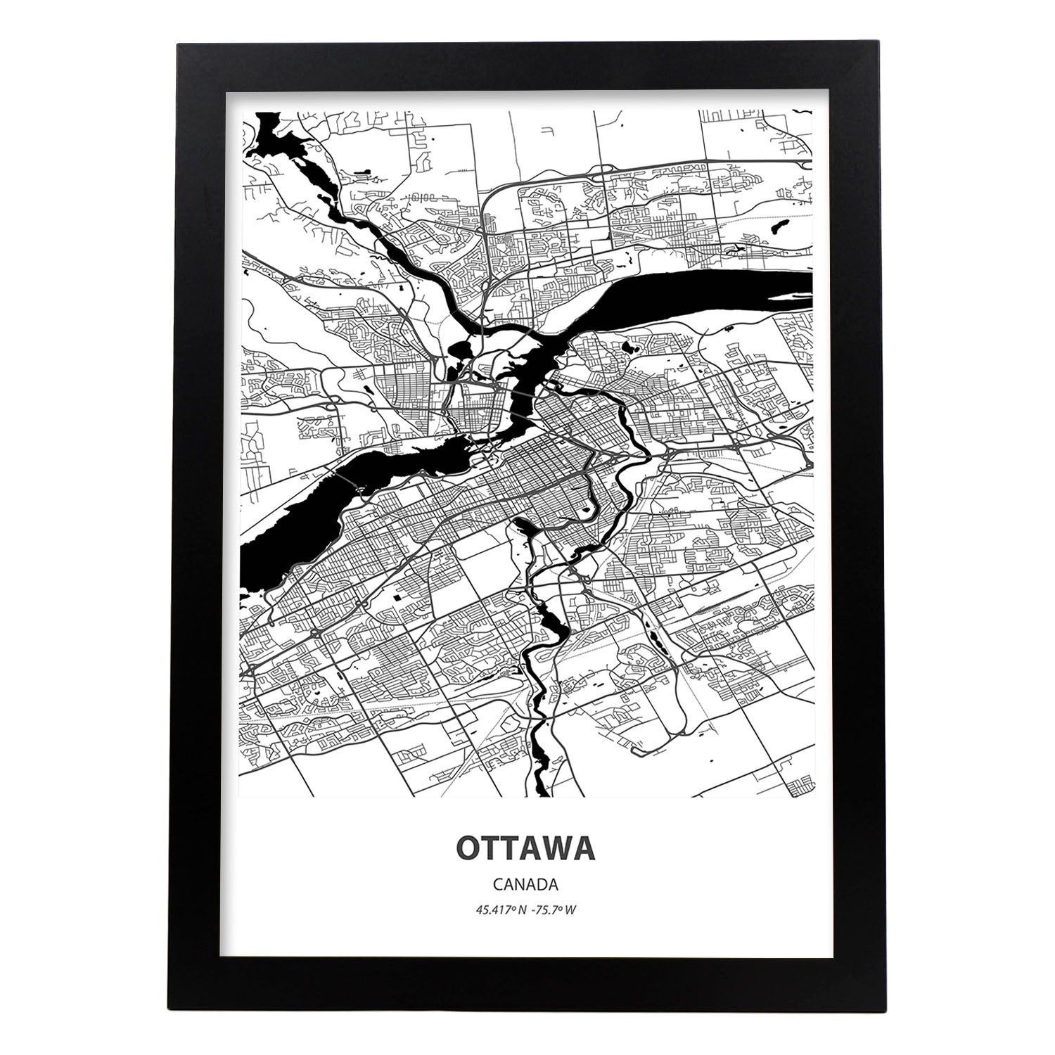 Affiche De La Carte Ottawa Feuilles Canadiennes Des Villes Du Canada ...