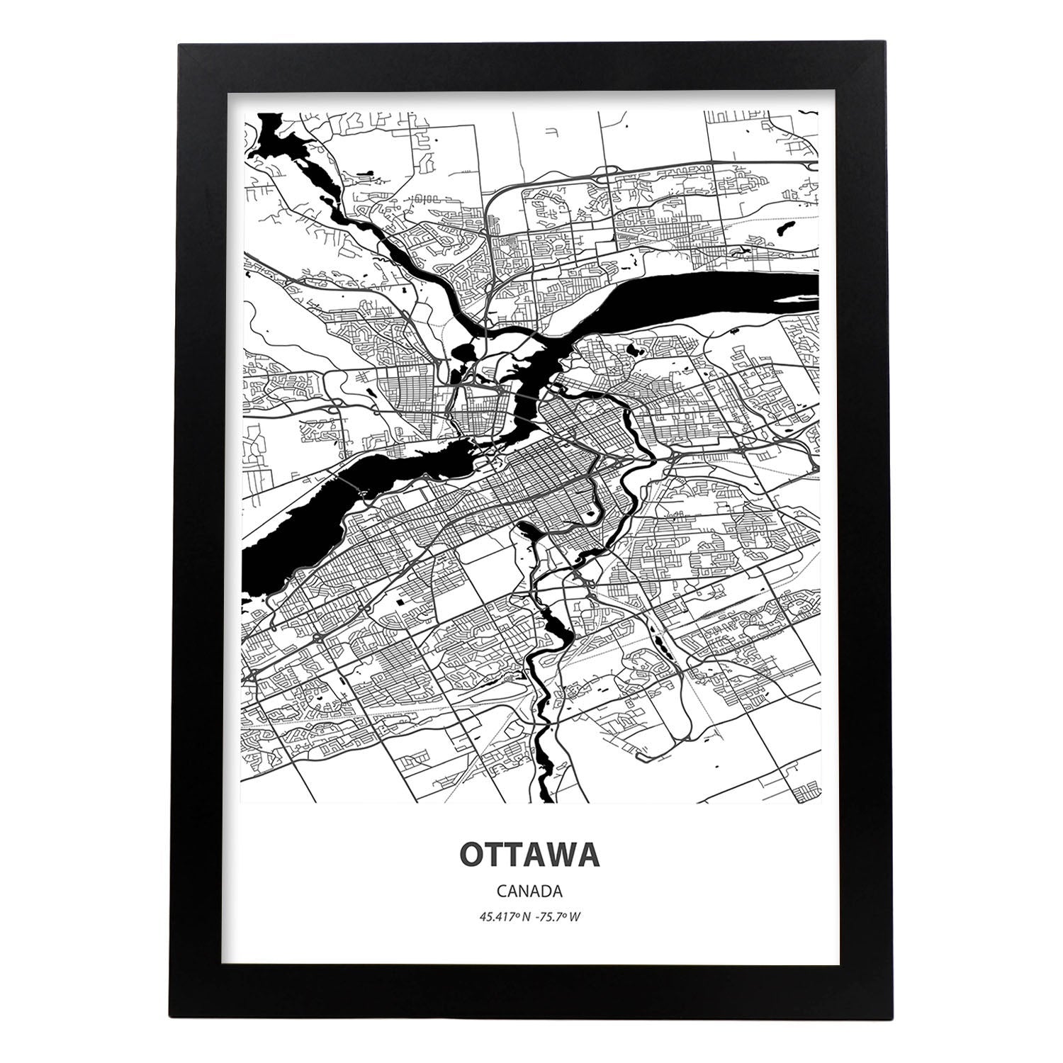 Affiche De La Carte Ottawa Feuilles Canadiennes Des Villes Du Canada ...