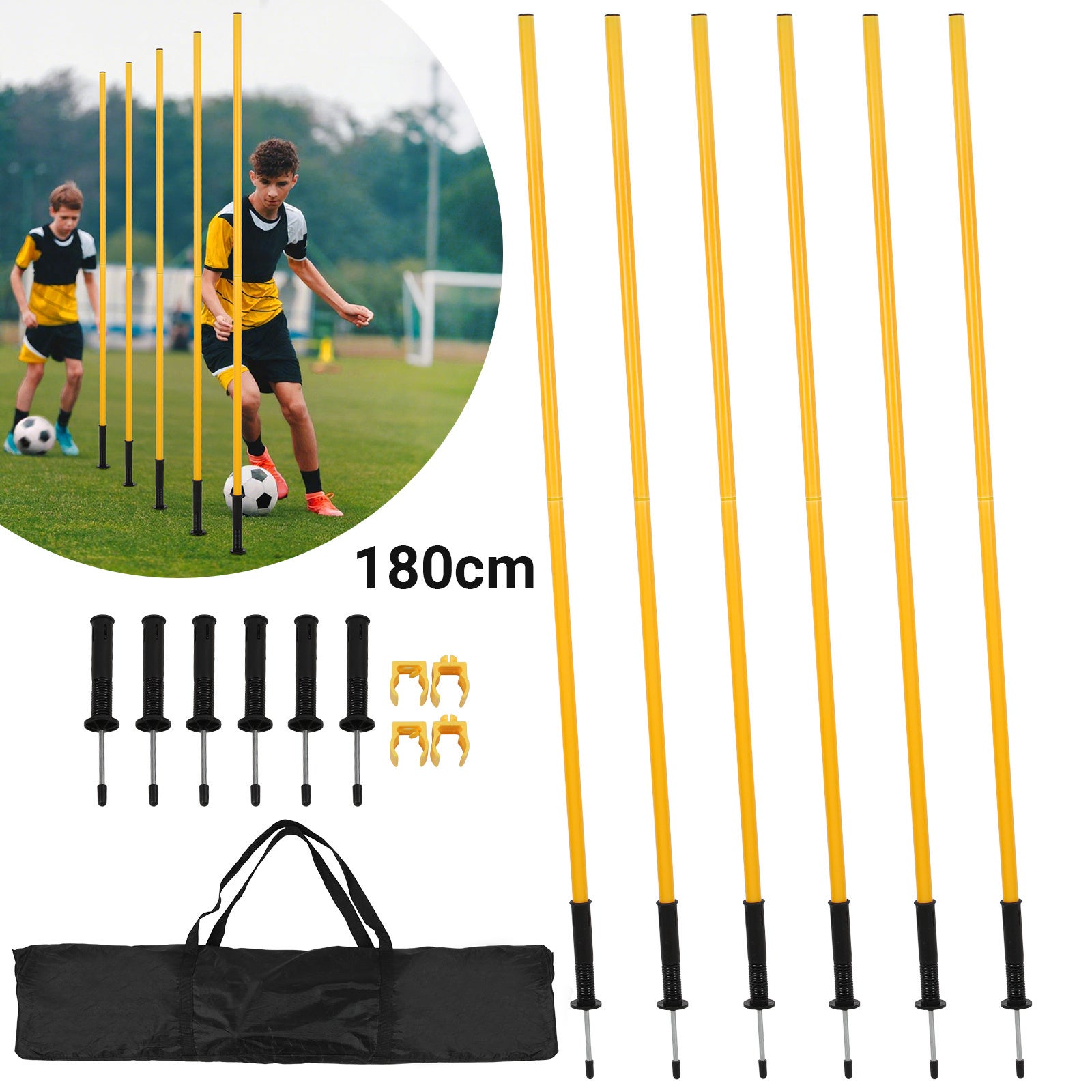180cm Poteaux d'agilité Piquets de slalom Football Accessoires d ...