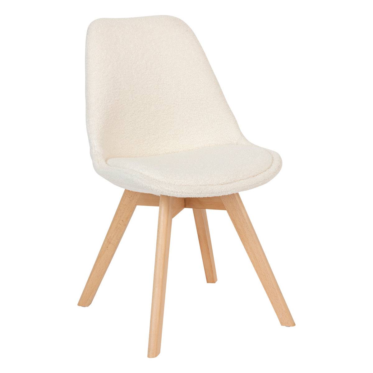 Chaise Baya pieds hêtre bouclette blanc - Atmosphera créateur d ...