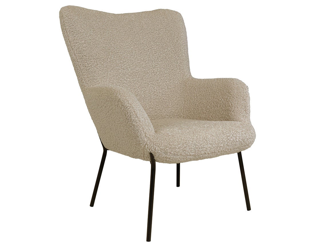 Fauteuil en tissu bouclette beige | Leroy Merlin
