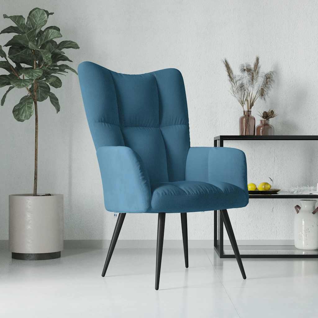 Chaise de relaxation Bleu Velours vidaXL | Leroy Merlin