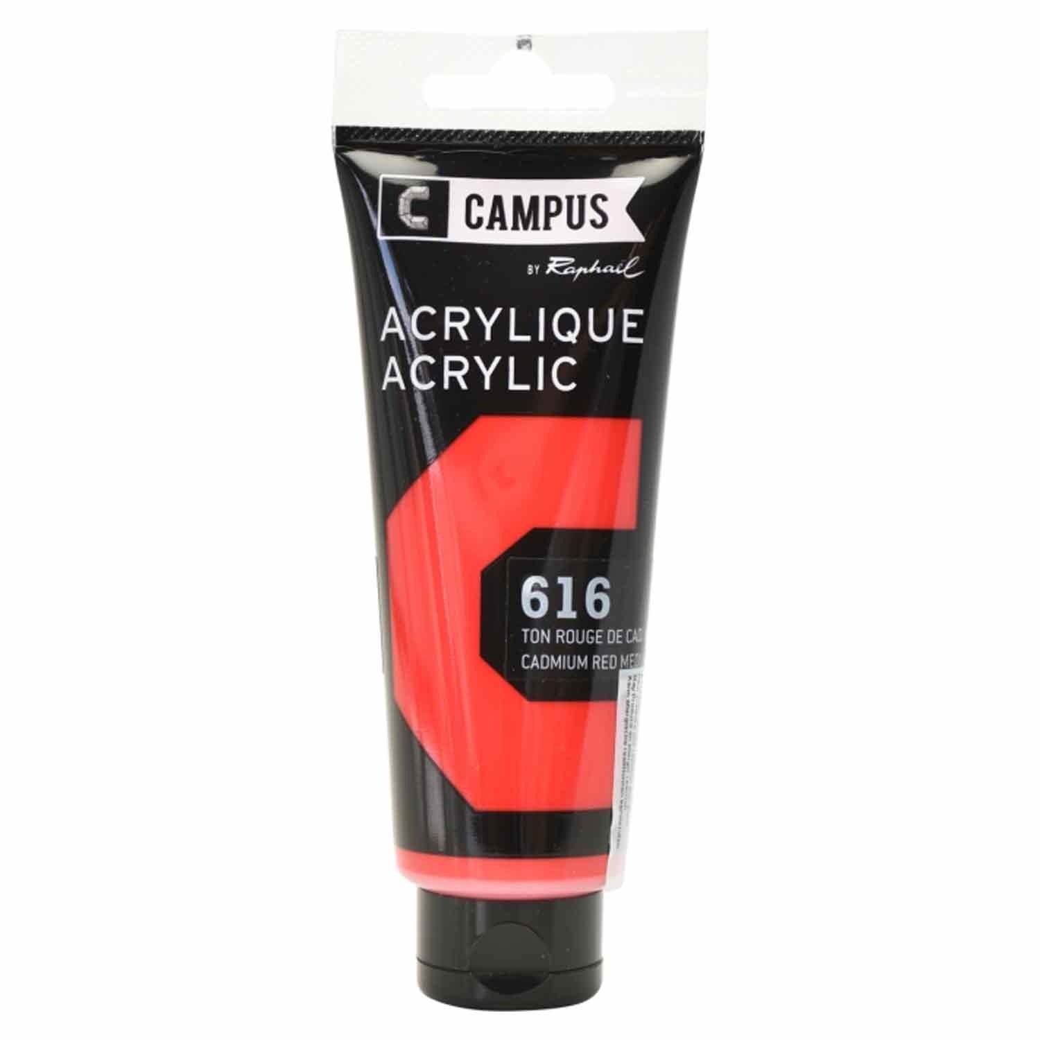 Peinture acrylique 100 ml - Rouge de Cadmium moyen n°616 - Campus ...