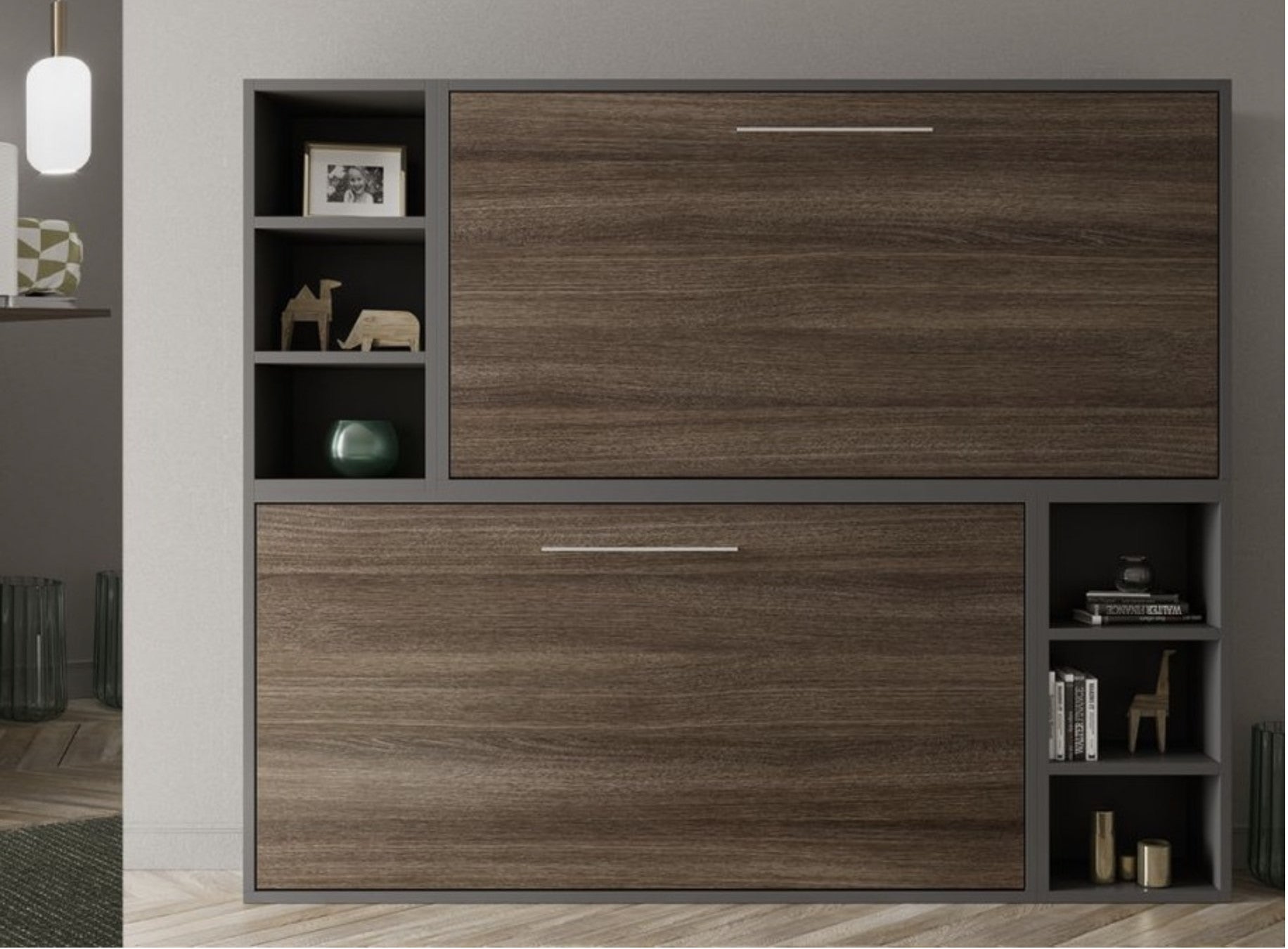 Lit escamotable superposé avec niches de rangement Briano-80x180 ...