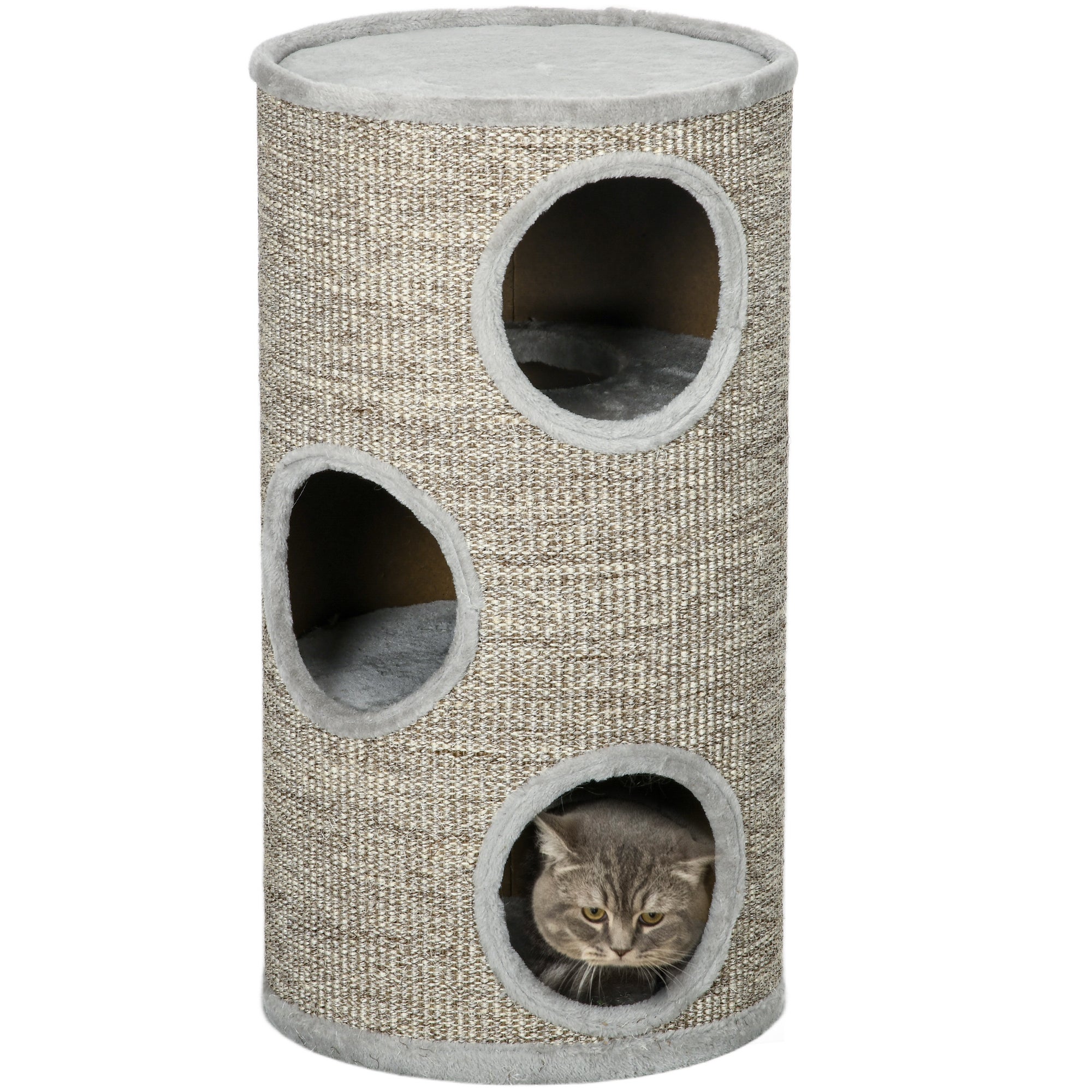 Arbre à chat recouvert de sisal, plateforme confortable (Gris clair ...