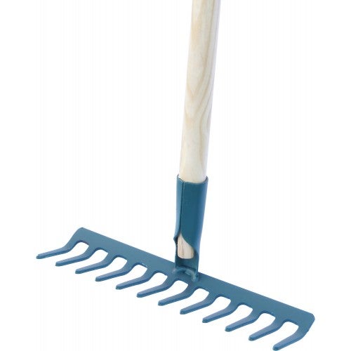 Râteau de jardin 12 dents courbées forgé résistant manche 150 cm CAP ...