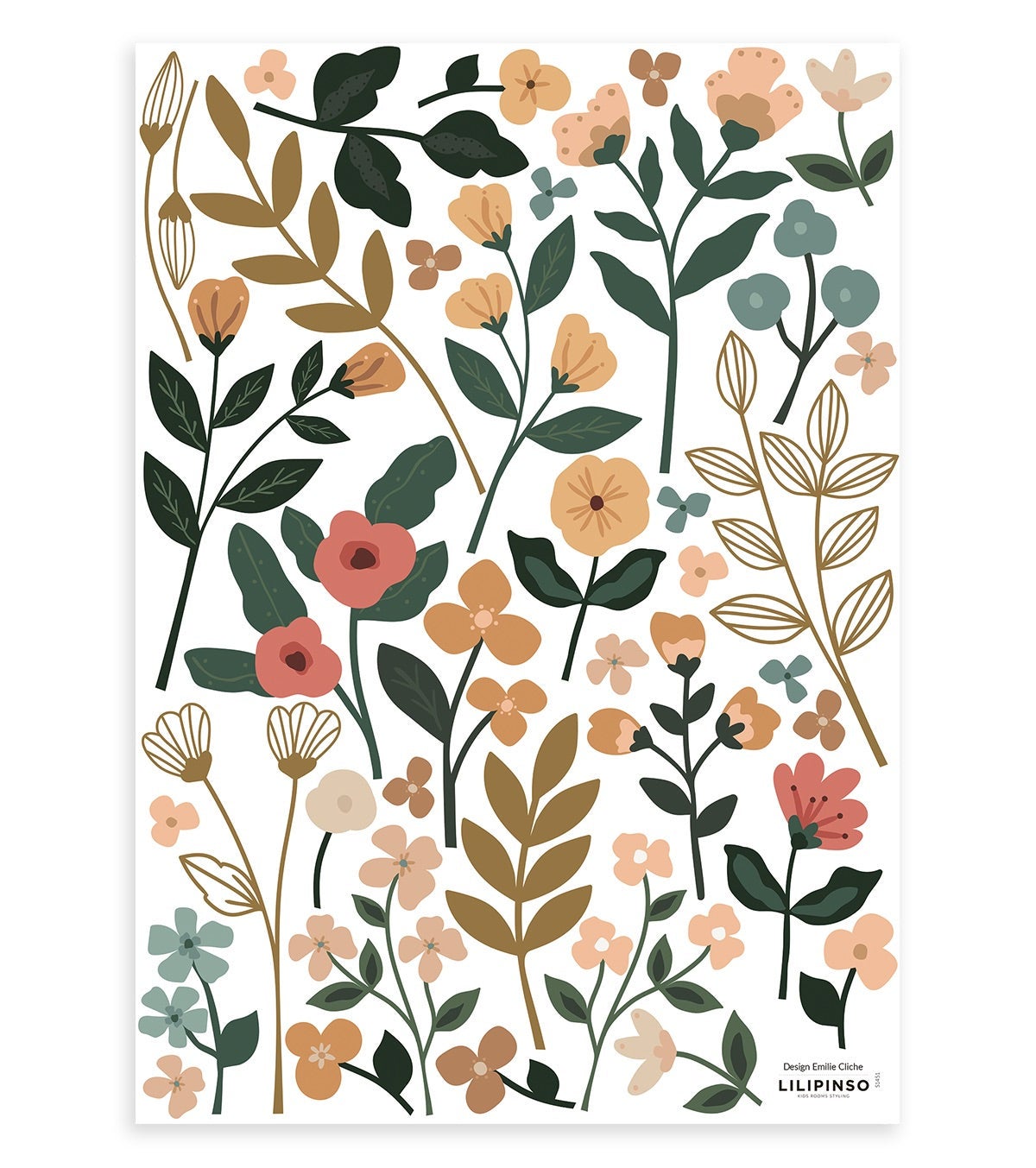 Stickers muraux les fleurs 29,7x42 cm, Lilipinso | Leroy Merlin