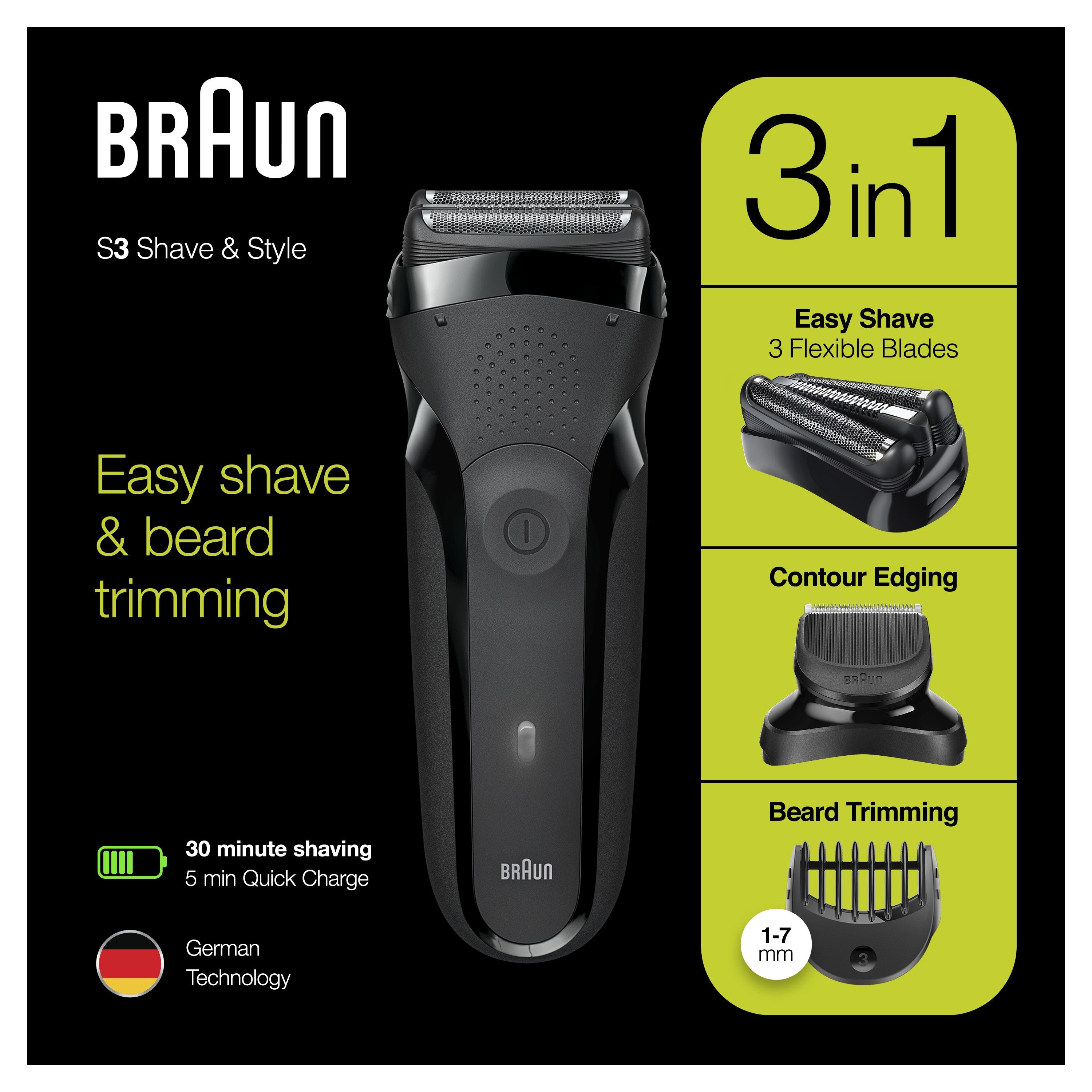 Braun Series 3 Shave&Style 300BT Rasoio Da Barba Elettrico Da Uomo ...