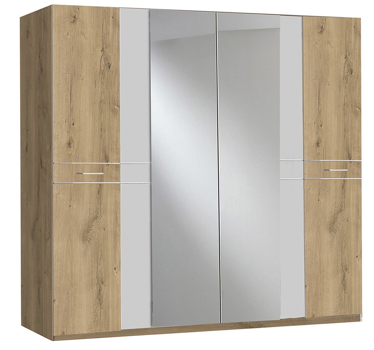 Armoire de rangement imitation chêne poutre/blanc/chrome - Dim : 225 x ...