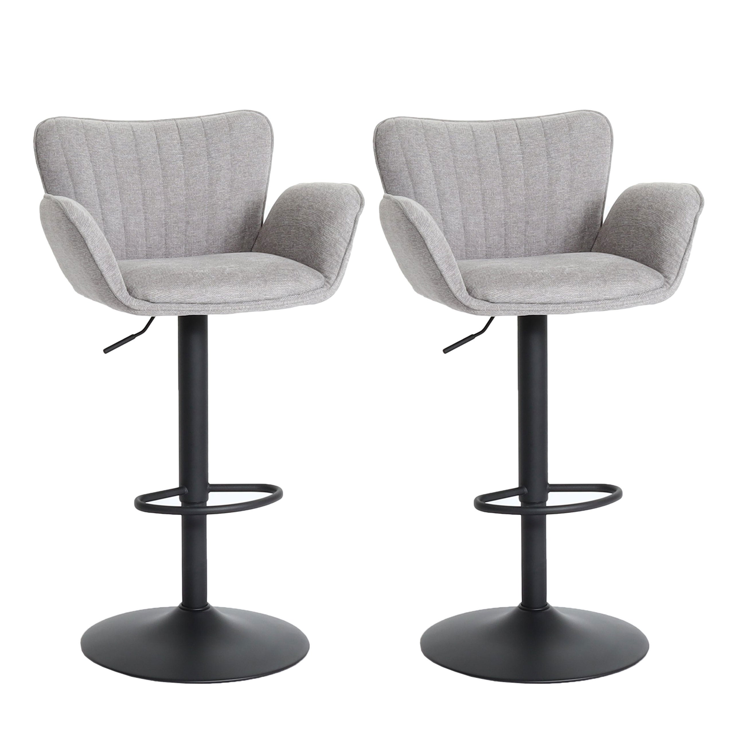 Lot de 2 tabourets de bar HWC-M67, chaise de bar, avec accoudoirs ...