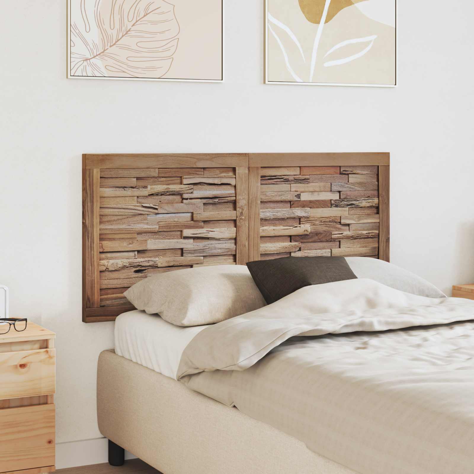 Cabecero de Cama Natural Madera de teca maciza vidaXL | Leroy Merlin
