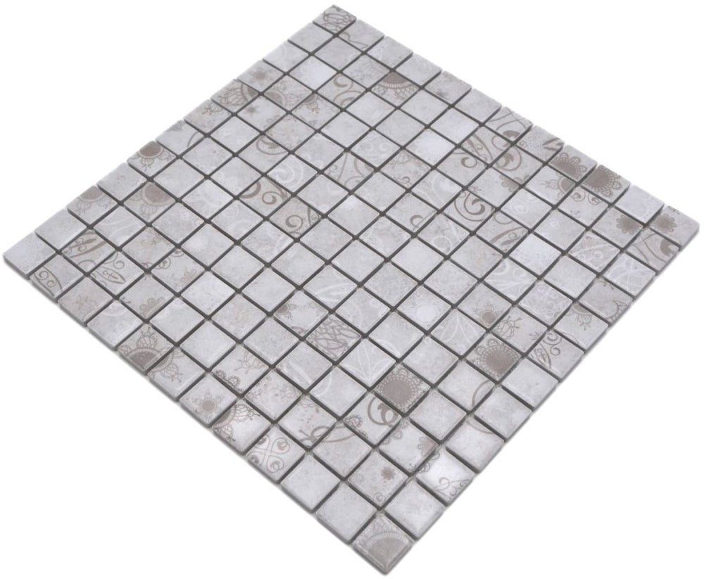 Mosaico cerámico cuadrado gris Laceo con aspecto gris mate | Leroy Merlin
