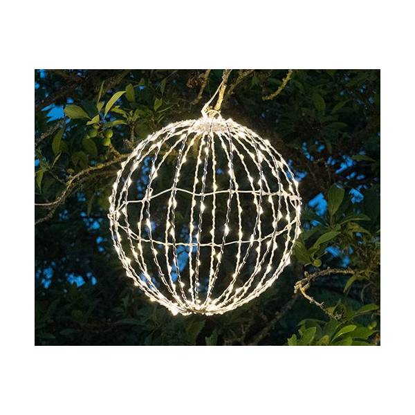Sphère lumineuse Gaia pliable argenté 30CM 180 micro-LED Ivoire file ...