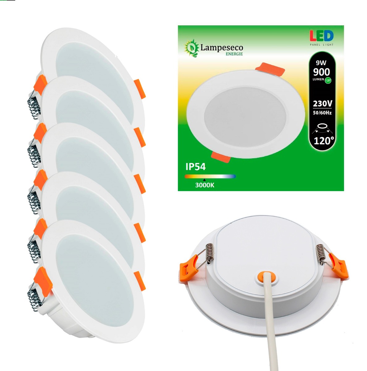 12 Spot Led Encastrable Extra Plat 9w Salle De Bain Ip54 Blanc Chaud