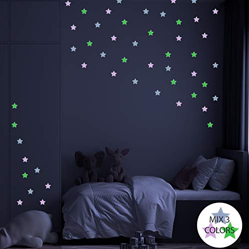 Pegatinas De Pared Brillan En La Oscuridad Estrellas 3d Mix Color Vinilo Decorativo Pegatinas ...