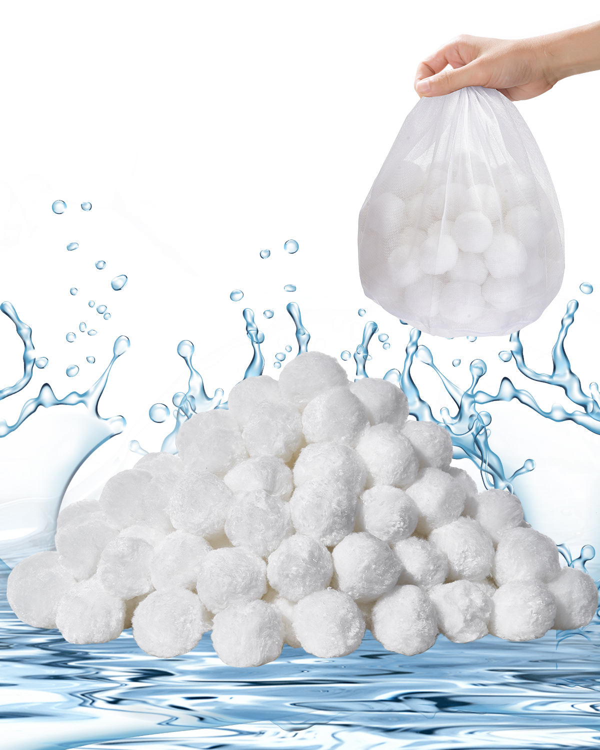 Bolas filtro, 0,7 kg, recambio arena para filtro piscina, fibra poliéster reutilizable con bolsa ...