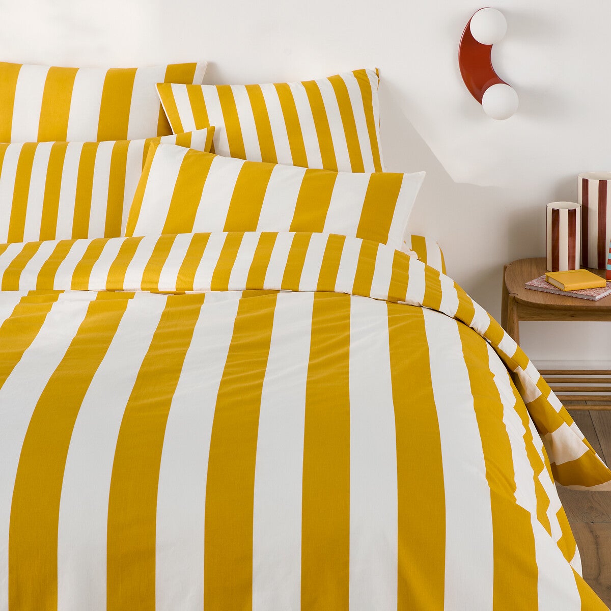 Housse de couette en coton, Hendaye - Rayé jaune - 140 x 200 cm | Leroy ...