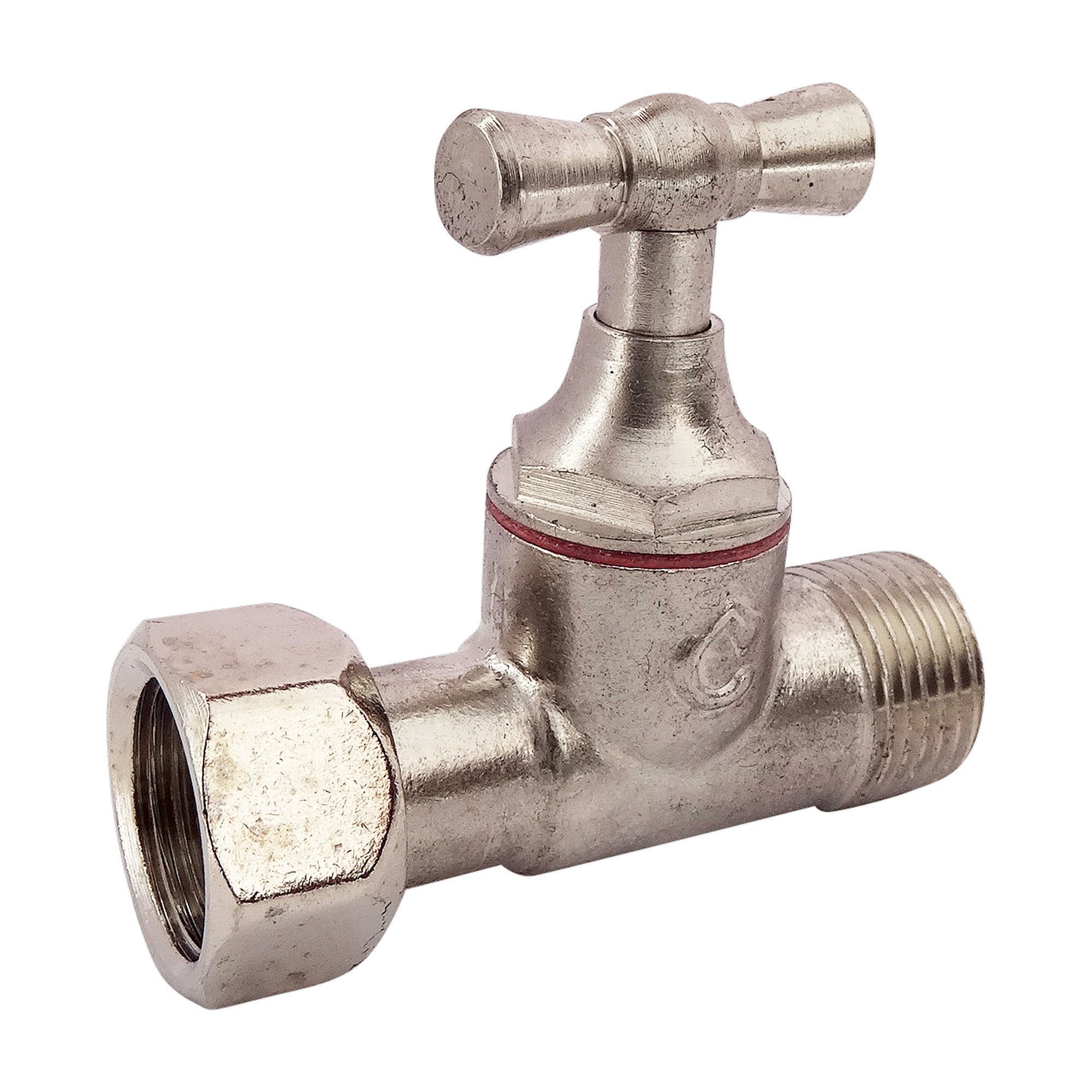 Robinet d'arrêt droit pour WC - 3/8" - Tête à clapet - Laiton nickelé ...