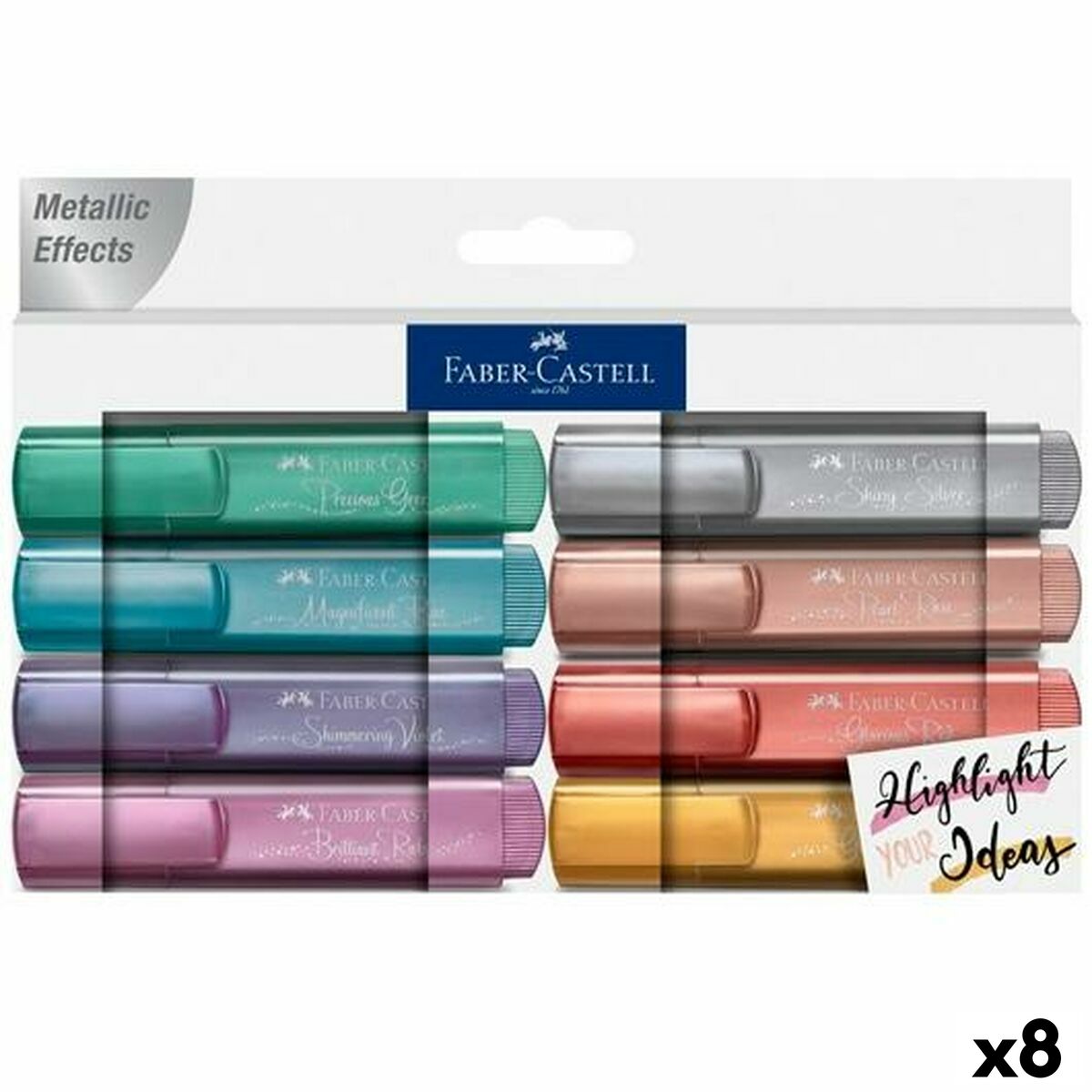 Ensemble de Marqueurs Fluorescents Faber-Castell Metallic Effects (8 ...
