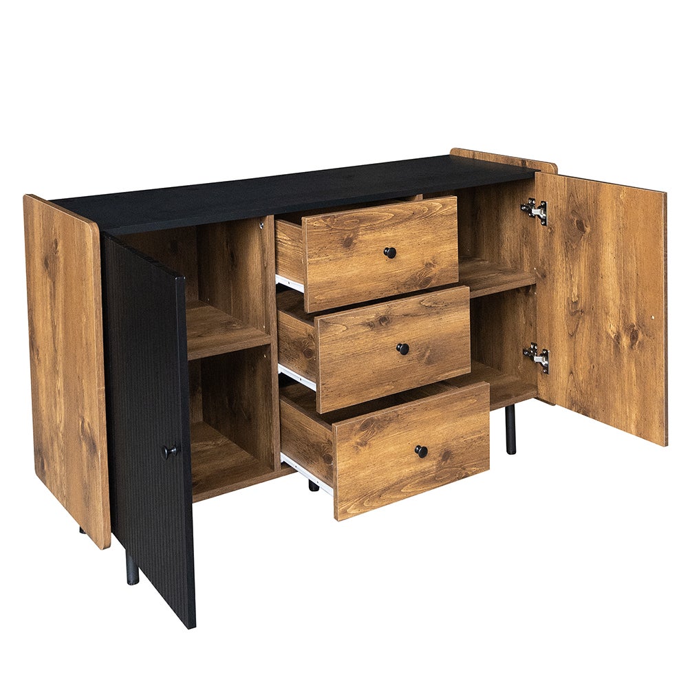 Buffet 120 cm de hauteur de couleur noire et bois style moderne deux ...