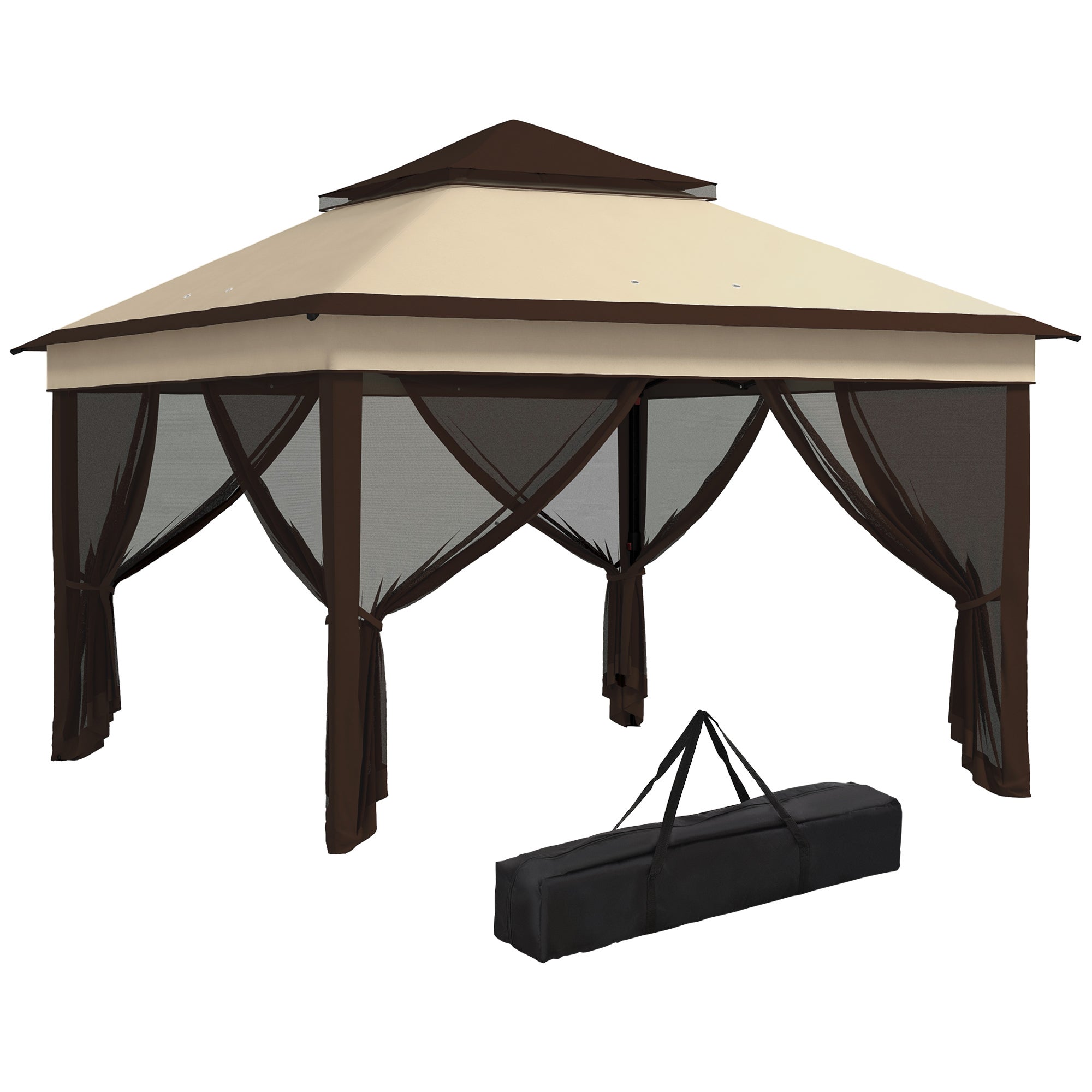 Carpa Plegable Outsunny Acero, Tela Oxford Beige 326x326x272 cm | Leroy ...