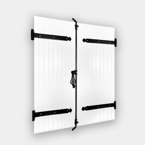 Volet battant PVC blanc 2 vantaux avec gonds H 155 x L 100 cm à contre ...