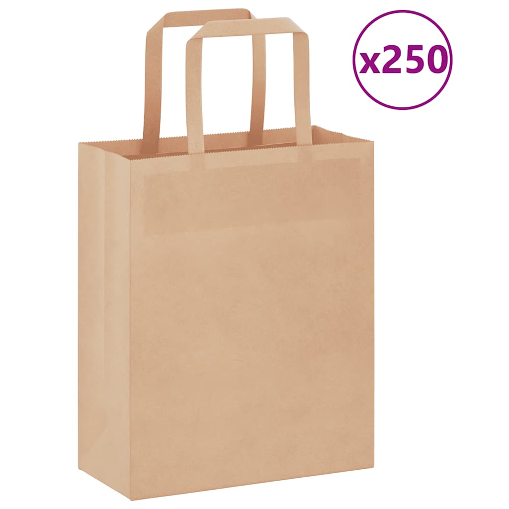 Sacs en papier kraft 250 pcs，Sacs kraft avec poignées marron 18x8x22 cm ...