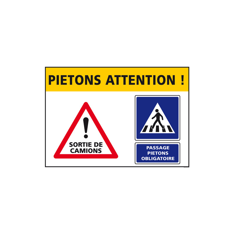 Panneau de signalisation Attention Piétons (C1284) 630 x 450 mm Matière ...