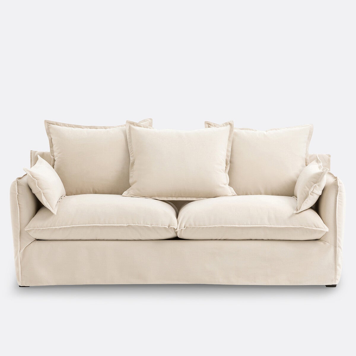 Canapé convertible velours, Odna - Ecru - 3 places | Leroy Merlin