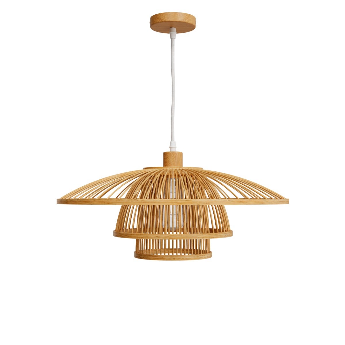 Lámpara de techo de bambú natural y metal D50 cm - Mirabel | Leroy Merlin