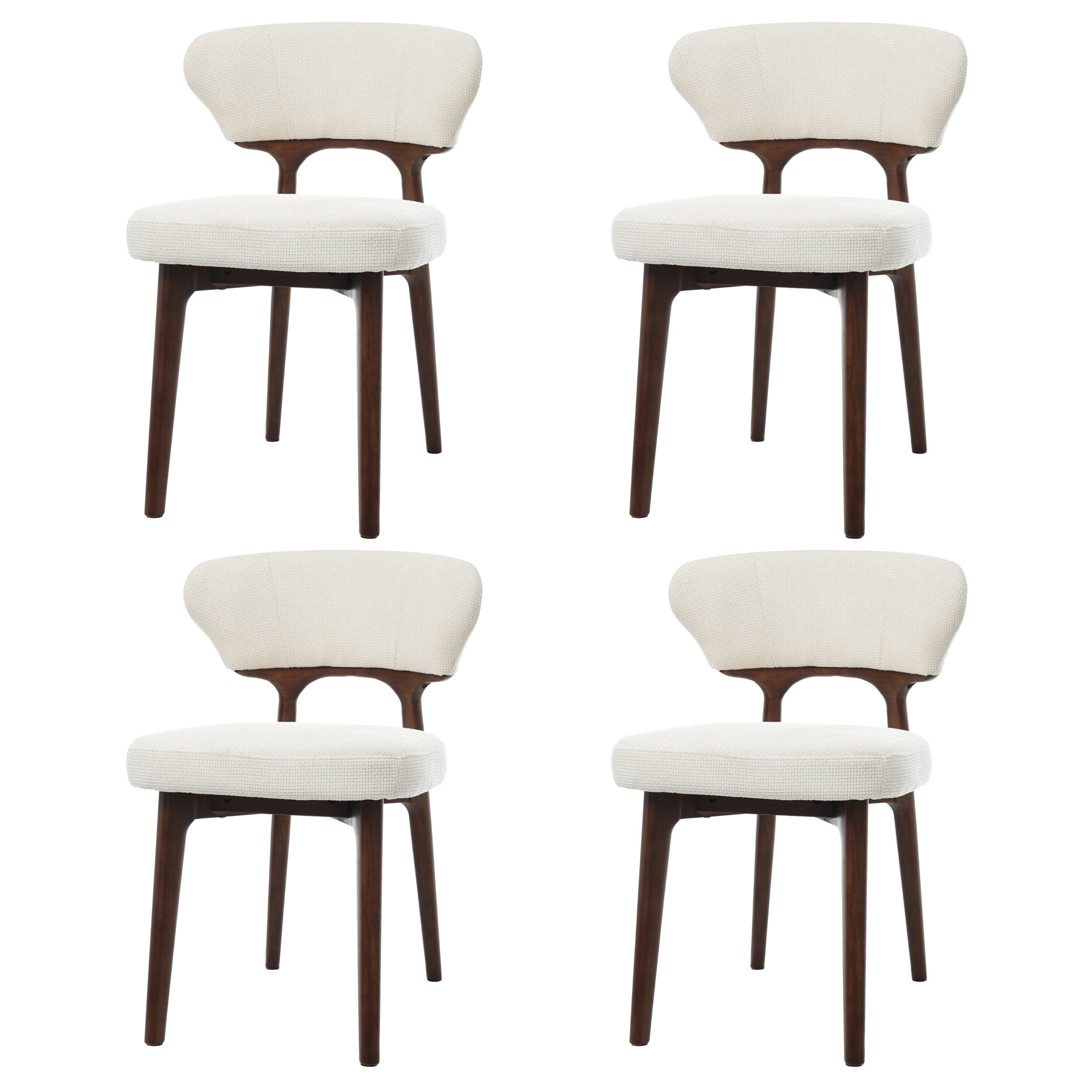 Set de 4 Sillas de Comedor de Chenilla, Asiento Acolchado y Estructura ...