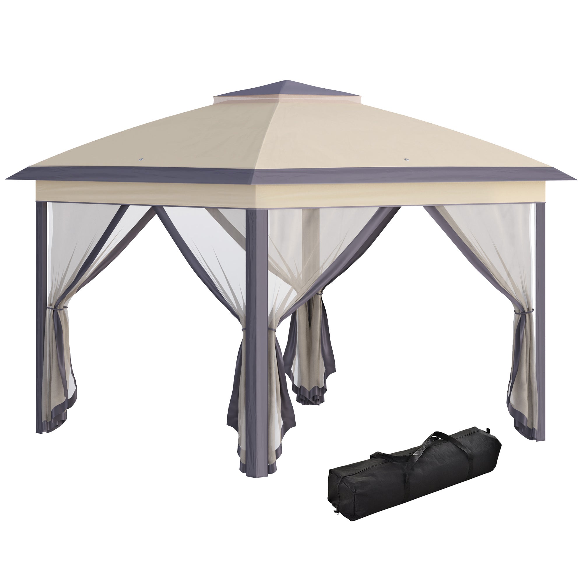 Carpa plegable exterior altura ajustable Outsunny 3,3x3,3x2,88 m beige ...