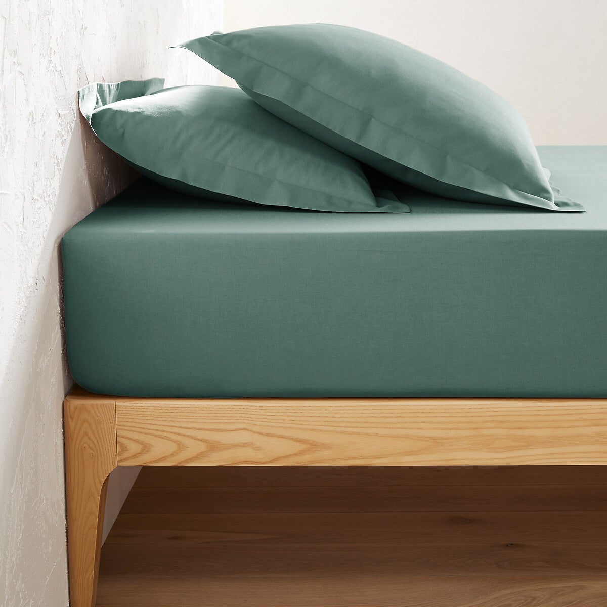 Drap housse uni polycoton, bonnet 25cm, Scenario - Vert forêt - 140 x ...