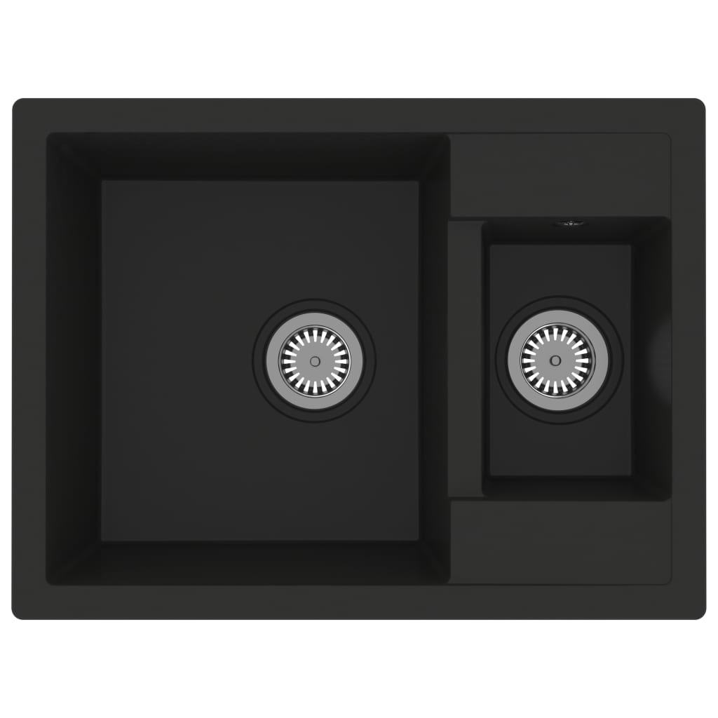 Lavello cucina e due vasche con foro troppopieno 58 x 44 cm granito ...