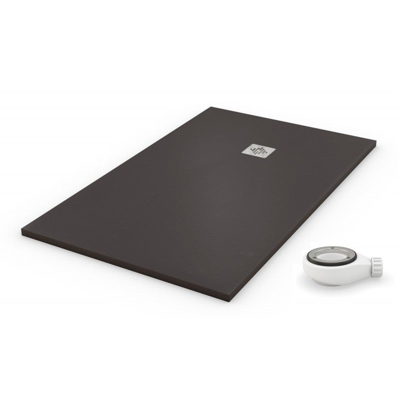 Plato de ducha 70x100 NATURAL Grafito Extra plano + Valvula | Leroy Merlin