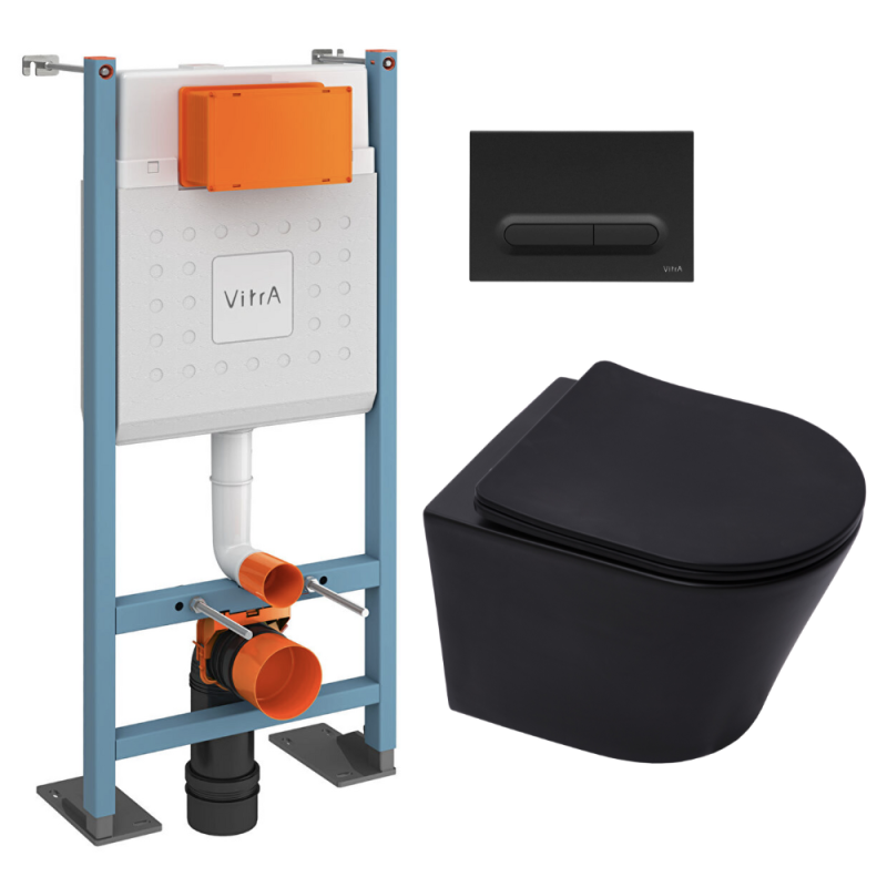 Vitra Pack WC Bâti autoportant V-Fix Core + WC SAT Infinitio sans bride ...