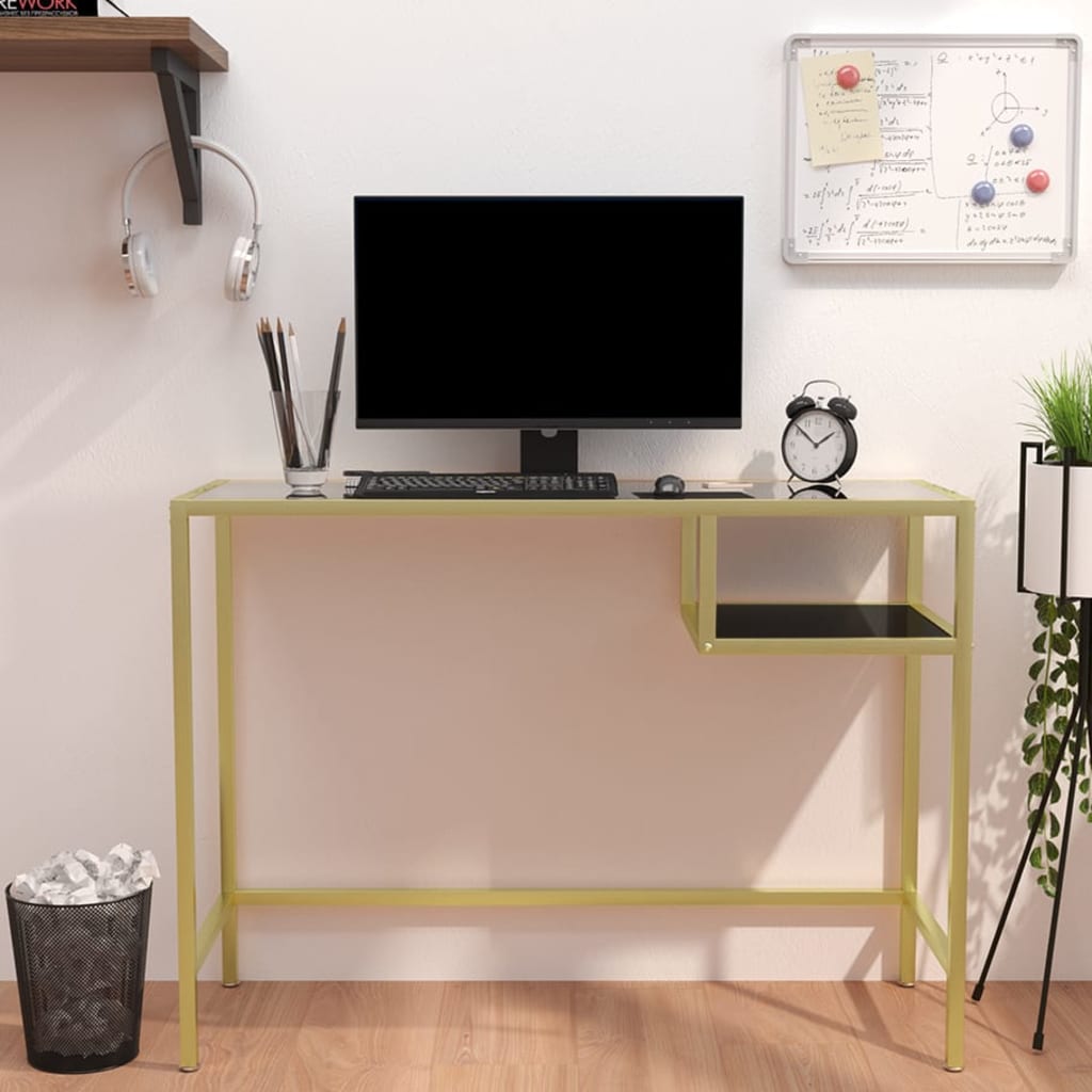 Escritorio de vidrio templado transparente 100x36x74 cm | Leroy Merlin