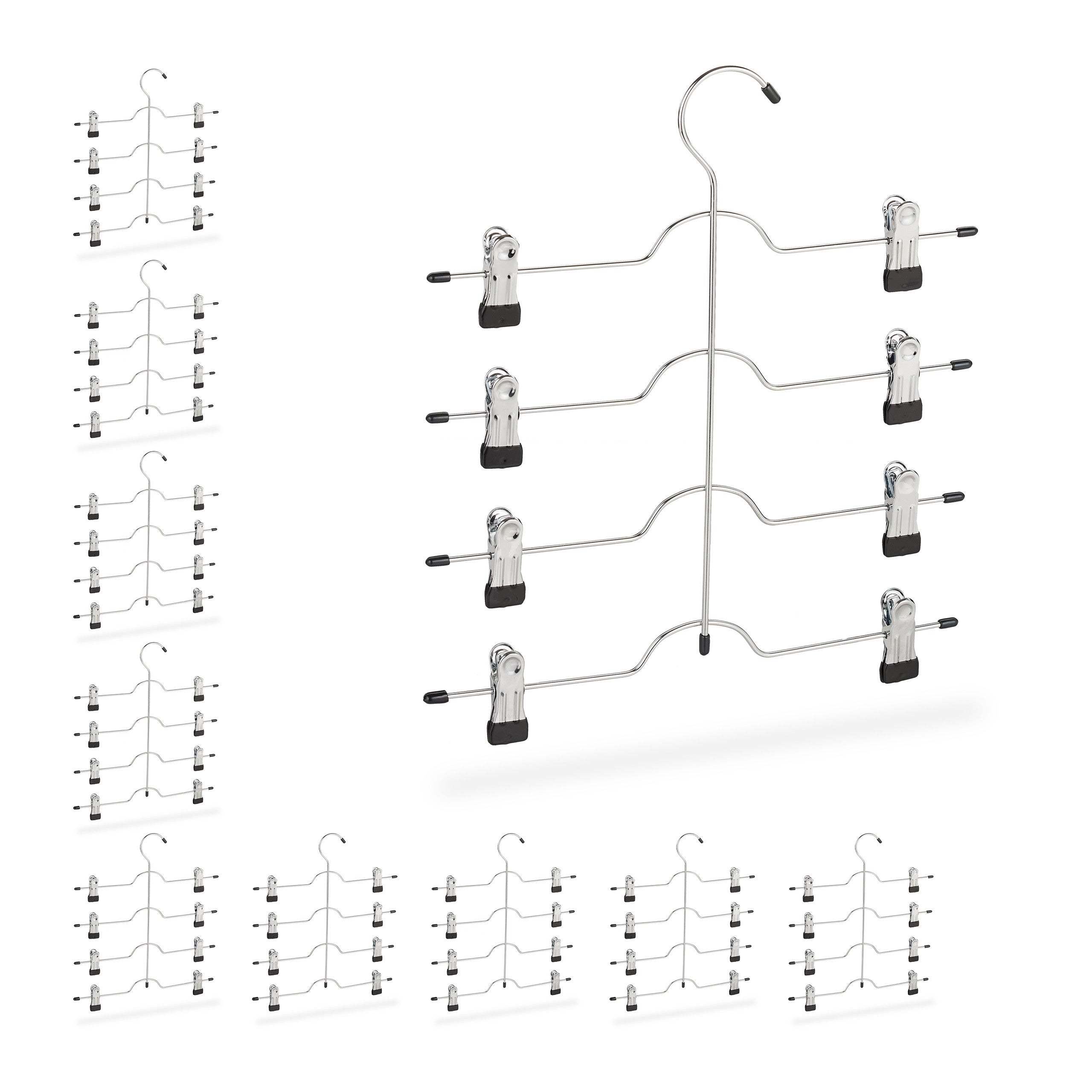 10 Perchas Múltiples, Para Faldas y Pantalones, Con Pinzas ...