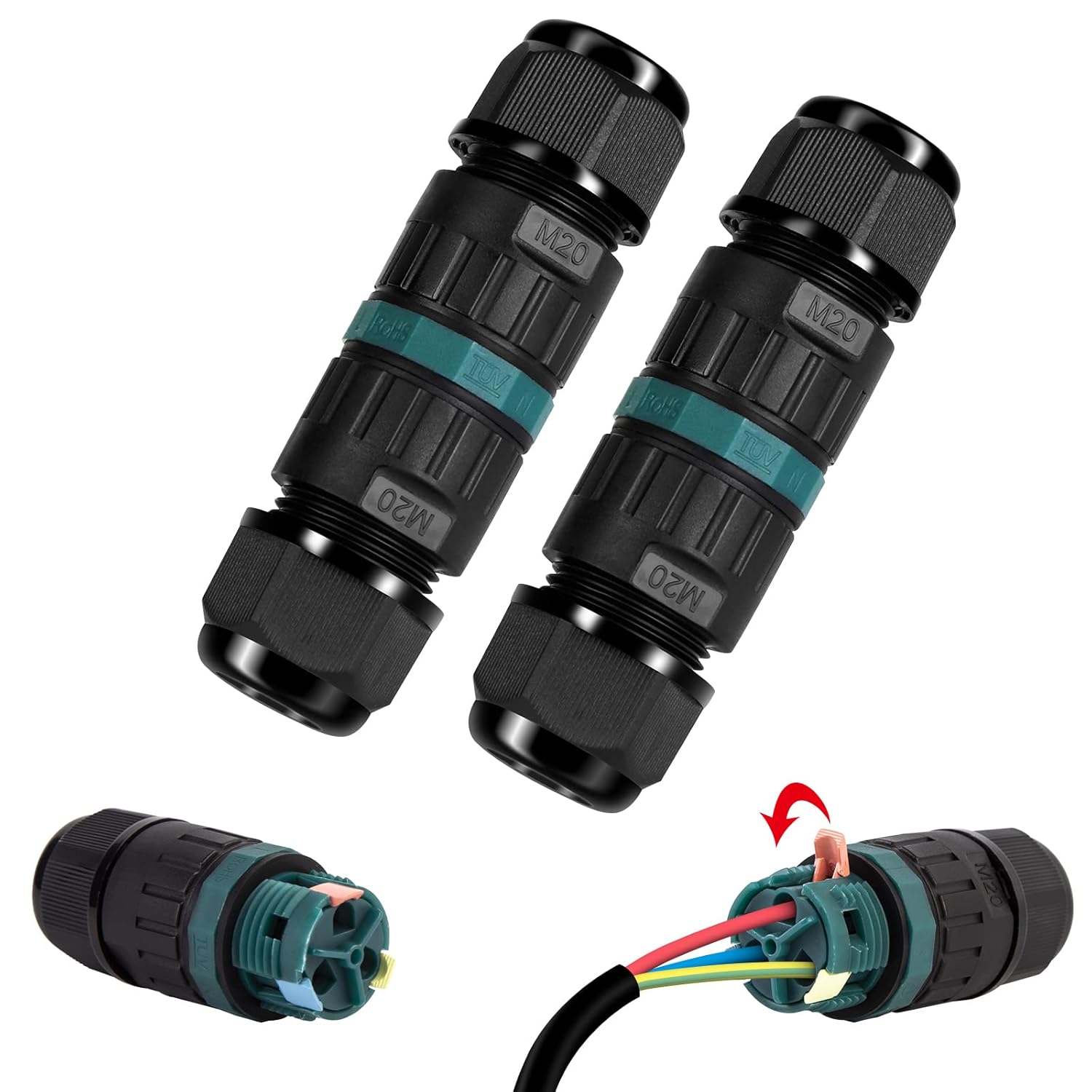 Conector de cable impermeable IP68 - Conector de cable impermeable de 3 pines - Manguito de ...